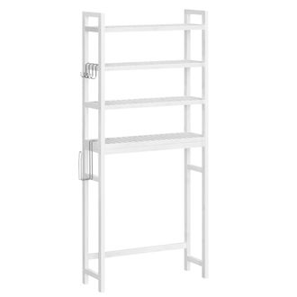 Songmics Toilettenregal, Badezimmerregal, 4-st&ouml;ckiges Badregal, verstellbare Ablagen, platzsparend, geeignet f&uuml;r die meisten Toiletten, wolkenwei&szlig; BTS041W01