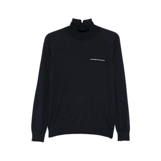 PESERICO Pullover mit hohem Kragen und Perlenverzierung - - Knitwear - Damen - Blau - L