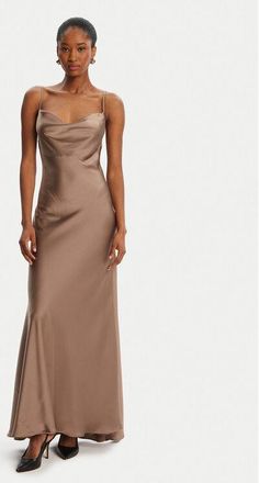 Bardot Bardot Abendkleid Monroe Cowl Neck Maxi 59709DB3 Braun Regular Fit