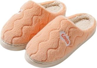 Generico Chaussons dhiver pour femme en peluche chaude, douce et chaude, en laine doubl&eacute;e, 2026 pour lint&eacute;rieur et lext&eacute;rieur, orange, 40 EU