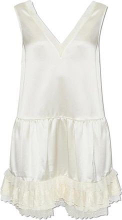 Ganni Robe en satin avec inserts en dentelle - Femme - Robes - Beige - Taille: 40 FR
