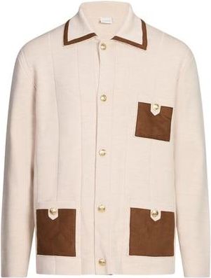 Dr&ocirc;le de Monsieur Cardigan c&ocirc;tel&eacute; col classique en laine m&eacute;rinos