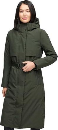 Navahoo Veste dhiver pour femme (XS-3XL) - Imperm&eacute;able - Capuche amovible - Ceinture - N107, Vert olive fonc&eacute;, XXL