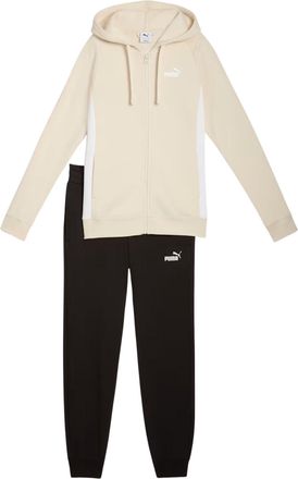 Puma Puma Damen-Trainingsanzug mit Kapuze und Rei&szlig;verschluss, beige, Artikelnummer 690738-87, Beige/Schwarz/Wei&szlig;, XS