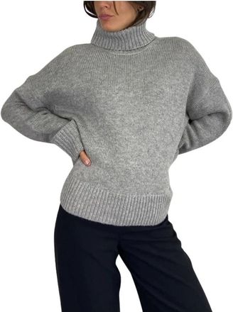 Sams&oslash;e & Sams&oslash;e Jersey Turtleneck - Femme - Pulls - Gris - Taille: 38 FR