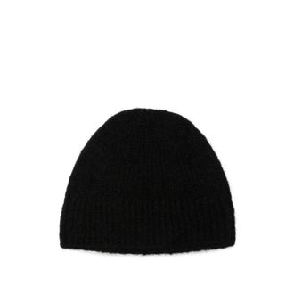 Dries Van Noten 4709 Alpaca-Merino Blend Ribbed Knit Beanie - Black