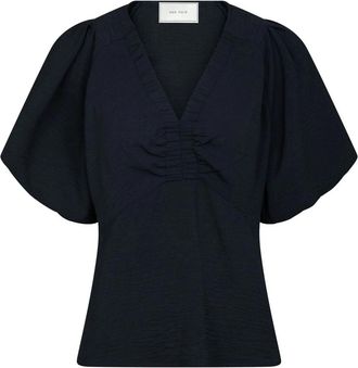 Neo Noir Femme, Blouses et Chemises, Bleu, Taille: 38 FR Chemisier &agrave; Manches Bouffantes Marine