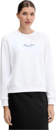 Guess Femme, Sweatshirts et sweats &agrave; capuche, Blanc, Taille: 40 FR Sweat ML coton