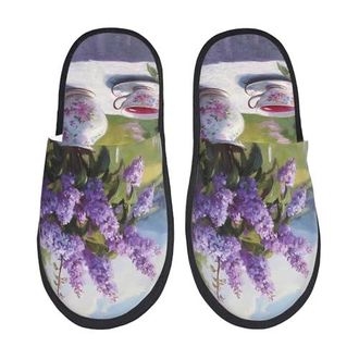 Generic Pantoufles DH&ocirc;tel Peinture Sc&eacute;nique De Th&eacute;i&egrave;re De Lilas Unisexe Pantoufles De Maison R&eacute;utilisables Chaussons Invit&eacute;s Pour Camping Int&eacute;rieur Chambre L