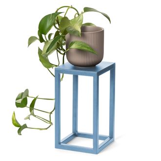 Lamofootwear Manufaktur Blumenst&auml;nder Blau aus Metall 28 cm | Pflanzens&auml;ule f&uuml;r Innenr&auml;ume - Wohnzimmer, Schlafzimmer | Blumenst&auml;nder modern zur Hochzeit, Sockel f