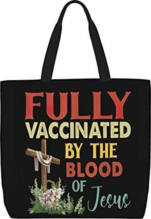 Generic Sac De Courses Enti&egrave;rement Vaccin&eacute; Par Le Sang De J&eacute;sus Sac &Agrave; Provisions Pliable R&eacute;utilisable Sacs &Agrave; Main, Pour &Eacute;cole, Voyage, Tous Les Jours, Femmes