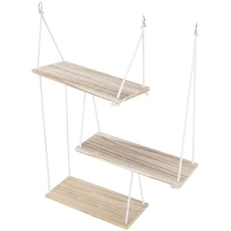 BESPORTBLE Rustikales Boho Wandregal 3 Lagig mit Verstellbaren Seil H&auml;ngeregalen f&uuml;r Schlafzimmer Badezimmer K&uuml;che Schwebendes Wandboard zur Wohnraumdekoration