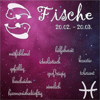 Wallario Glasbild Sternzeichen Fische - 30 x 30 cm Wandbilder Glas in Premium-Qualität: Brillante Farben, freischwebende Optik