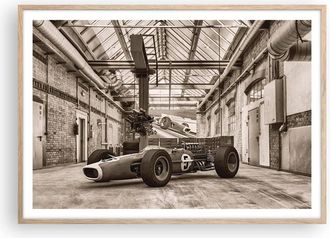 Arttor Poster Rahmen helle Eiche Deko 100x70cm Formel 1 Rennen Retro Wandposter Art Prints Wanddeko Bild Wand Kunstdruck Wandbilder Dekoration Wohnzimmer Sch