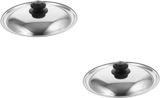 Garneck 2 Pi&egrave;ces couvercle de casserole en acier inoxydable Couvercle r&eacute;utilisable de po&ecirc;le Couvercle de pot de cuisine batterie de cuisine en acier inoxydabl