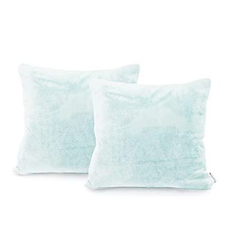 Decoking 2tlg 2 Kissenbezüge 45x45 cm Mikrofaser Reißverschluss Fleece Kissenhüllen hellblau Mic