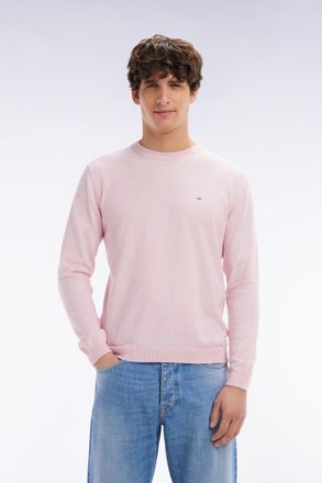 Eden Park Pull Col Rond En Coton Et Soie M&eacute;lang&eacute;s Rose Coupe Droite