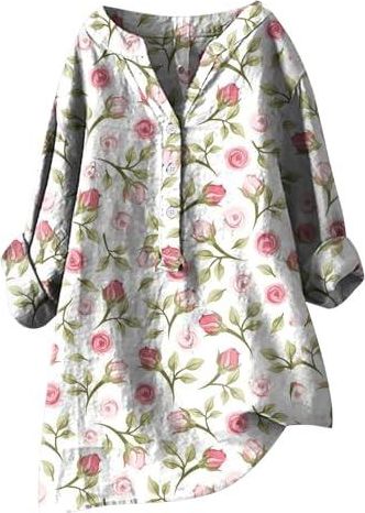 Generic Hauts dété en lin pour femmes confortables boutonnés 2025 en ...