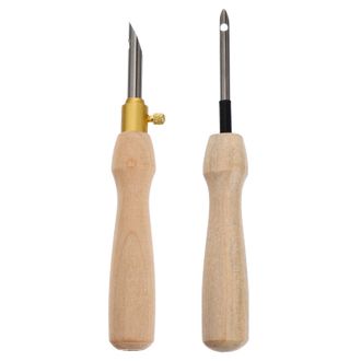 Angoily 2 Stück Teiliges Sticknadel Ergonomischem Holzgriff Verstellbare Punch Needle und Edelstahlstichnadel für Anfänger und Erfahrene Stickerei Kreuzsticha