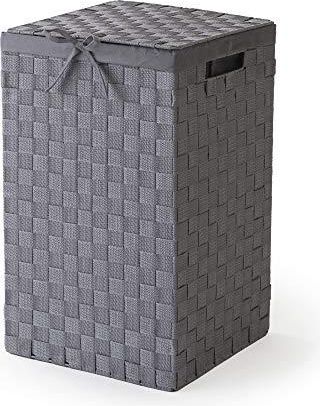 Compactor RAN6890 Stan Wäschekorb mit Deckel, Griffe, gewebt mit Metallrahmen, herausnehmbares Leinenfutter, 30 x 30 x 50 cm, Grau