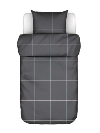 Marc O'Polo Bettw&auml;sche Suvie Anthrazit, 135x200 + 1x 80x80 cm - 100% Bio-Baumwollperkal 200TC - Karo Muster