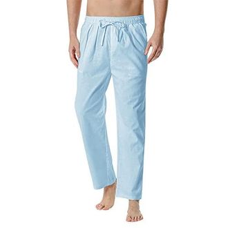 Generic Pantalon en lin stretch pour homme : pantalon d&eacute;t&eacute; respirant pantalon de jogging avec taille &eacute;lastique pantalon de plage l&eacute;ger pantalon dext&eacute;rieur jam