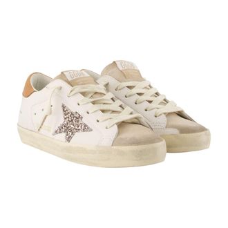 Golden Goose Womens Super Star Sneakers - Golden Goose Deluxe Brand Leather White Calfskin Shoes