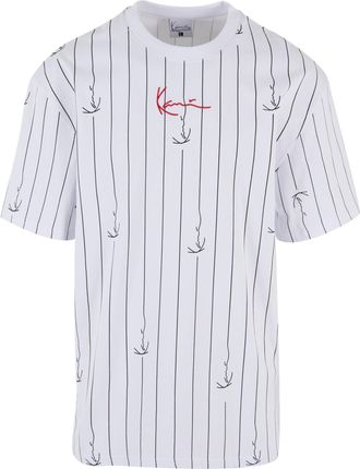 Karl Kani Herren KM242-004-4 Small Signature Logo Prinstripe Tee White/Black, XXL