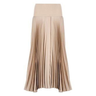 D.exterior Femme, Jupes, Beige, Taille: 42 FR Jupe Pliss&eacute;e en Laine Beige