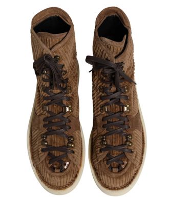 Dolce & Gabbana Corduroy High-Top Lace-Up Boot - Brown
