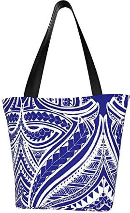 AOOEDM Sac fourre-tout r&eacute;utilisable tatouage polyn&eacute;sien femmes sac &agrave; main d&eacute;contract&eacute; sacs &agrave; bandouli&egrave;re pour faire les courses &eacute;picerie voyage &agrave; lext&eacute;rieur