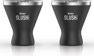 Ninja SLUSHi 2er-Set 295 ml isolierte Cocktailbecher mit Deckel, Offizielles Ninja SLUSHi Zubehör, Schwarz, XSKMRG2BKEUK