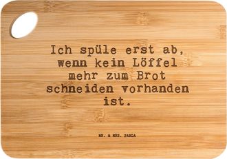 Mr. & Mrs. Panda Bambus - Schneidebrett Ich sp&uuml;le erst ab,... - Geschenk, erste eigene Wohnung, lustige Spr&uuml;che, Holzbretter, Schneidebrett Holz