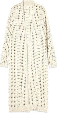 Oltre Femme, Pulls, Gris, Taille: 42/44 FR Maxi Cardigan Ajour&eacute; Lurex