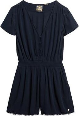 Superdry Robe Short Sleeve Beach Playsuit 98t Eclipse Navy S