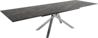 DELIFE Esszimmertisch Edge Keramik LaminamNoir Desir Braun 200-300x100 Kreuzgestell Rechteck Edelstahl ausziehbar