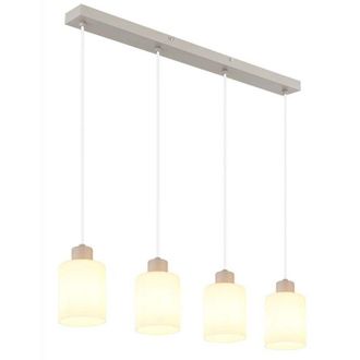 Globo Lighting Suspension, lampe de salle &agrave; manger, couleur sable, 4 douilles E27, verre opale, L 70 cm