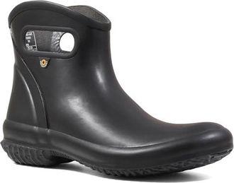 Bogs Womens Patch Ankle Waterproof Garden Rain Boot, Black, 11 B (M)