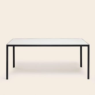 Madura Table À Manger Orelia Blanc minéral et métal noir - BLANC