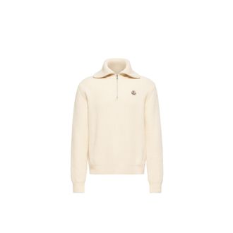 Moncler Moncler Logo Rib Wool Turtleneck, Men, White, Size: 3xl