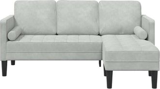 vidaXL 3-Sitzer Sofa mit Chaise L-f&ouml;rmig Hellgrau 160 cm Samt vidaXL541326