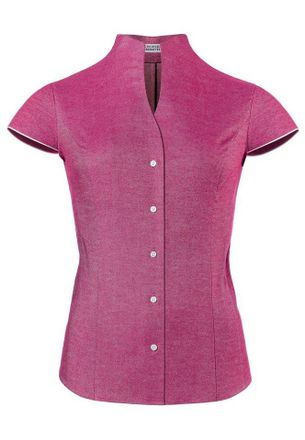 Vincenzo Boretti Klassische Bluse leicht tailliert soft Oxford Kelchkragen Kurzarm