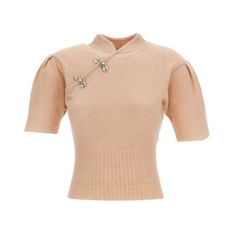 Simone Rocha Femme, Pulls, Rose, Taille: 36 FR Gilet en cachemire orn&eacute;