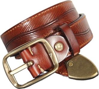 Generico Ceinture double face extra &eacute;paisse pour homme Ceinture en jean personnalis&eacute;e Boucle ardillon en cuir v&eacute;ritable pour homme, Kaki, 125cm