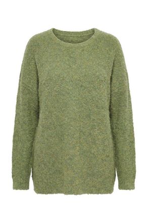 Ulla Popken Strickpullover Pullover Boucl&eacute;-Feinstrick Rundhals Langarm