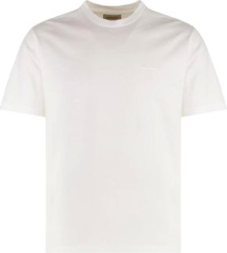 Woolrich Homme, Tops, Blanc, Taille: S T-shirt ras du cou en coton