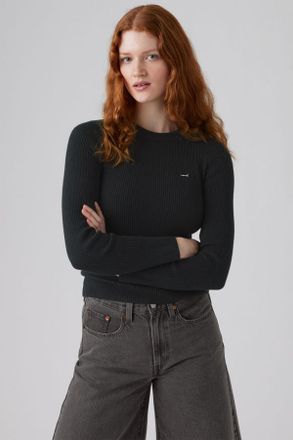 Levi's Pull Over Col Rond Maille C&ocirc;tel&eacute;e - Femme - Noir / Anthracite Night Rib - XS
