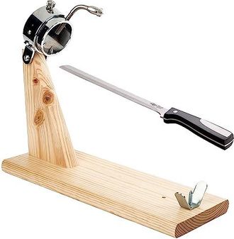 San Ignacio PK5943 Schinkenhalter mit Messer, Holz und Edelstahl, Braun