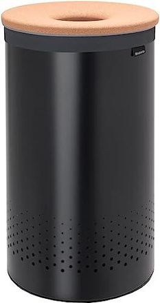 Brabantia Wäschebox mit Korkdeckel, Schwarz, 60 L