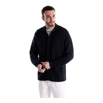 Paolo Pecora Homme, Pulls, Noir, Taille: XL Cardigan Boutonn&eacute;e